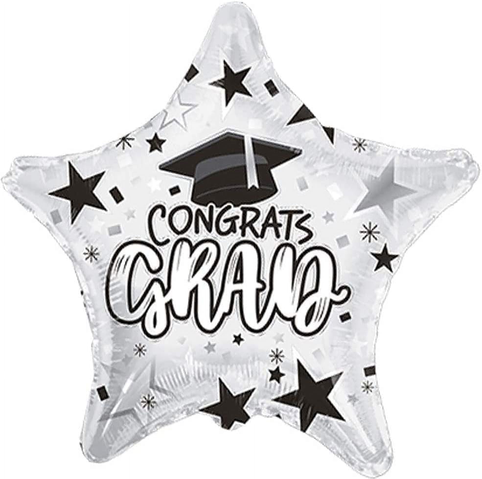 PMU Graduation Congrats Grad Star White 18 Inch Mylar Balloon Pkg/25 ...