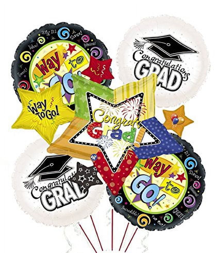 PMU Graduation "Congrats Grad" Starburst Balloon Bouquet - Walmart.com