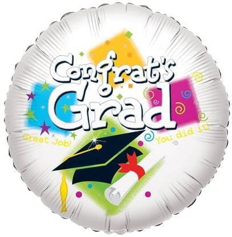 PMU Graduation "Congrats Grad" White 18in Mylar Balloon Pkg/10 ...