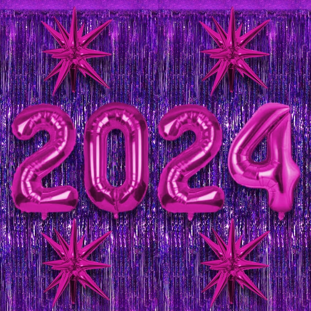 PMU Graduation Decorations | Number Balloons 2024 Hot Pink with Purple ...