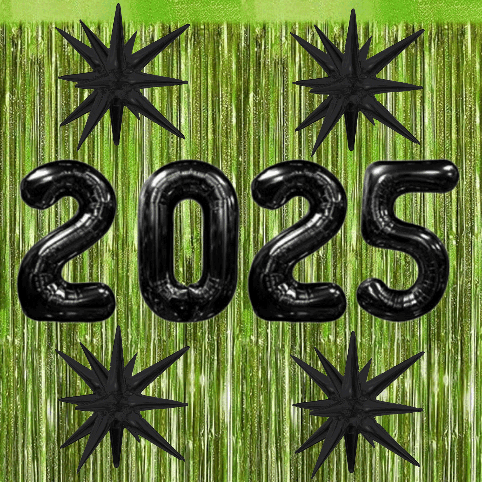PMU Graduation Decorations | Number Balloons 2025 Black with Lime Green ...