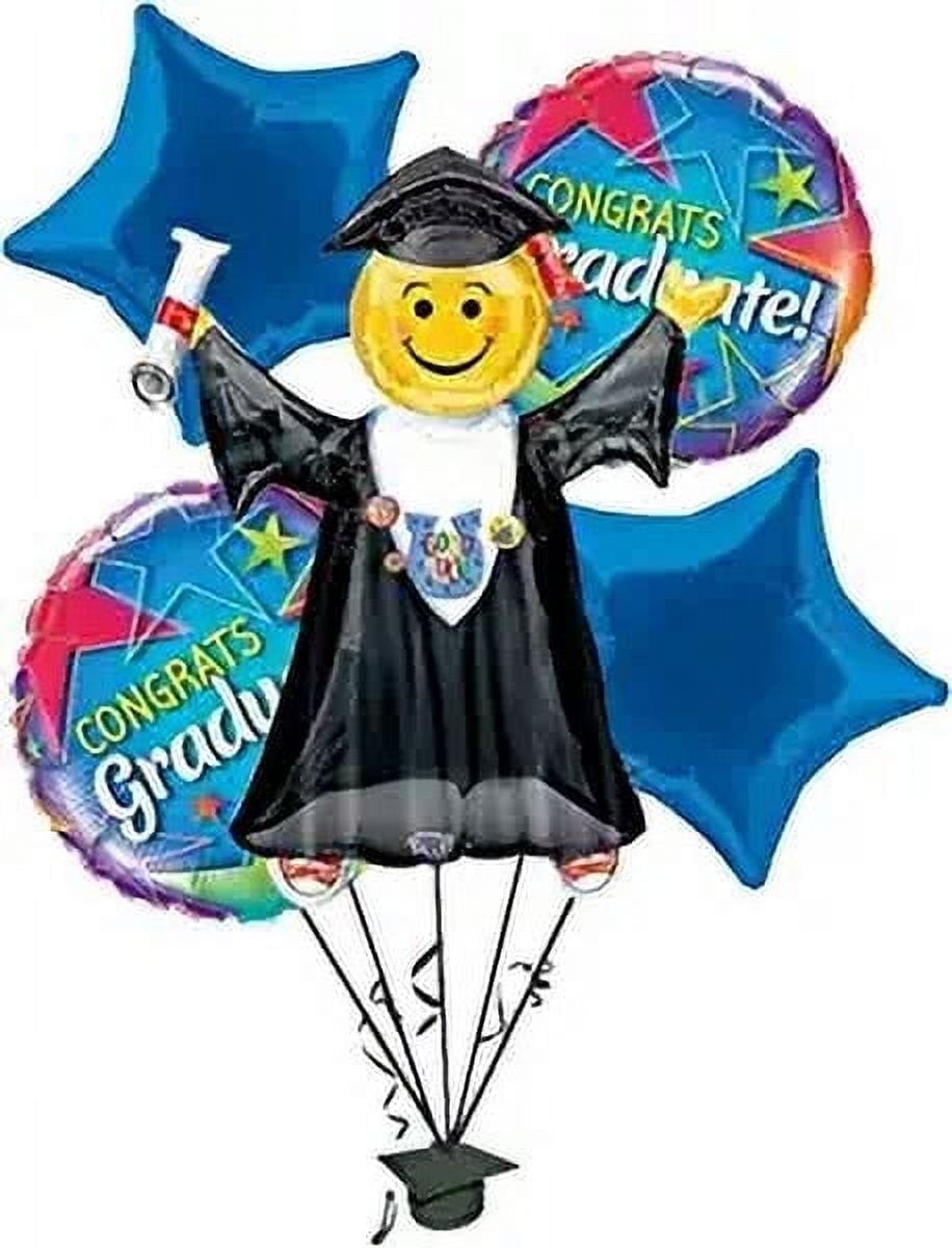 PMU Graduation Jumping Smiley Grad Balloon Bouquet | Jumping Grad Mylar ...