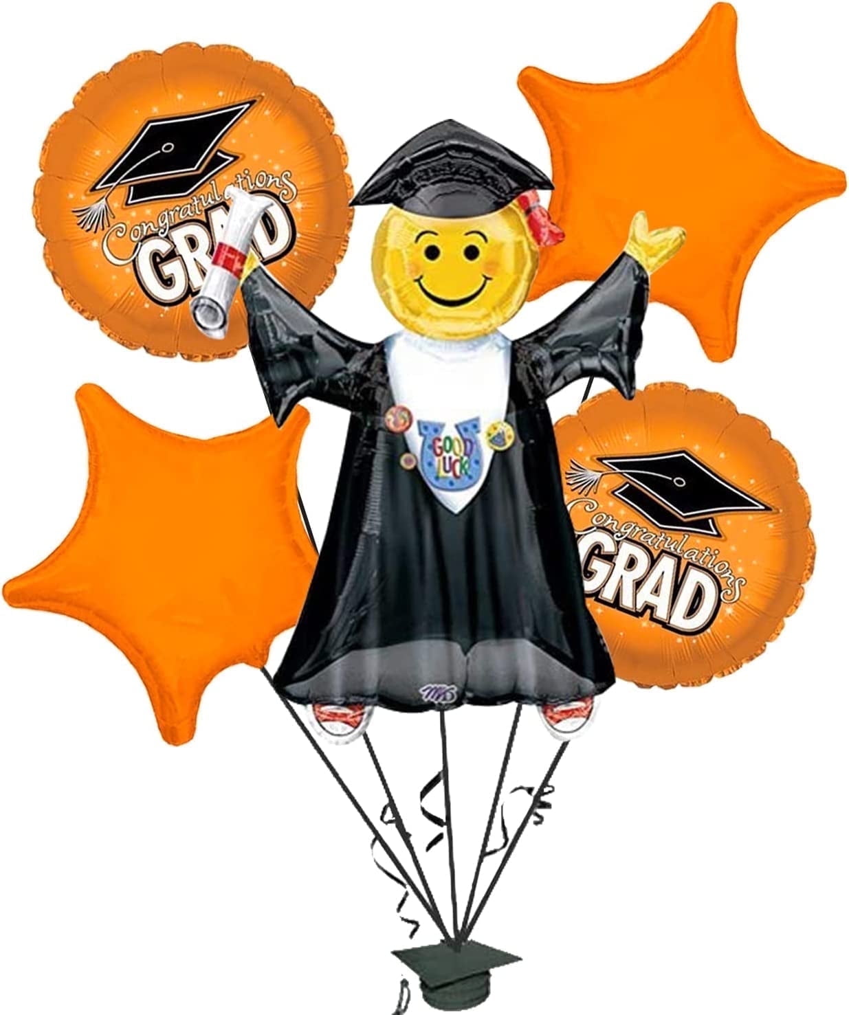 PMU Graduation Jumping Smiley Grad Balloon Bouquet | Jumping Grad Mylar ...