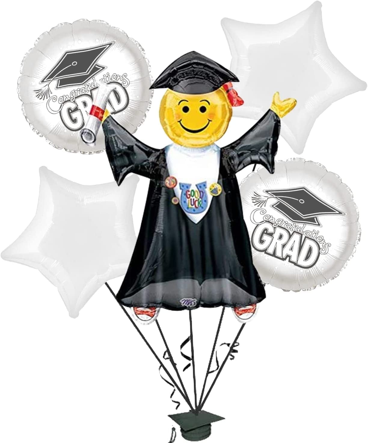 PMU Graduation Jumping Smiley Grad Balloon Bouquet | Jumping Grad Mylar ...