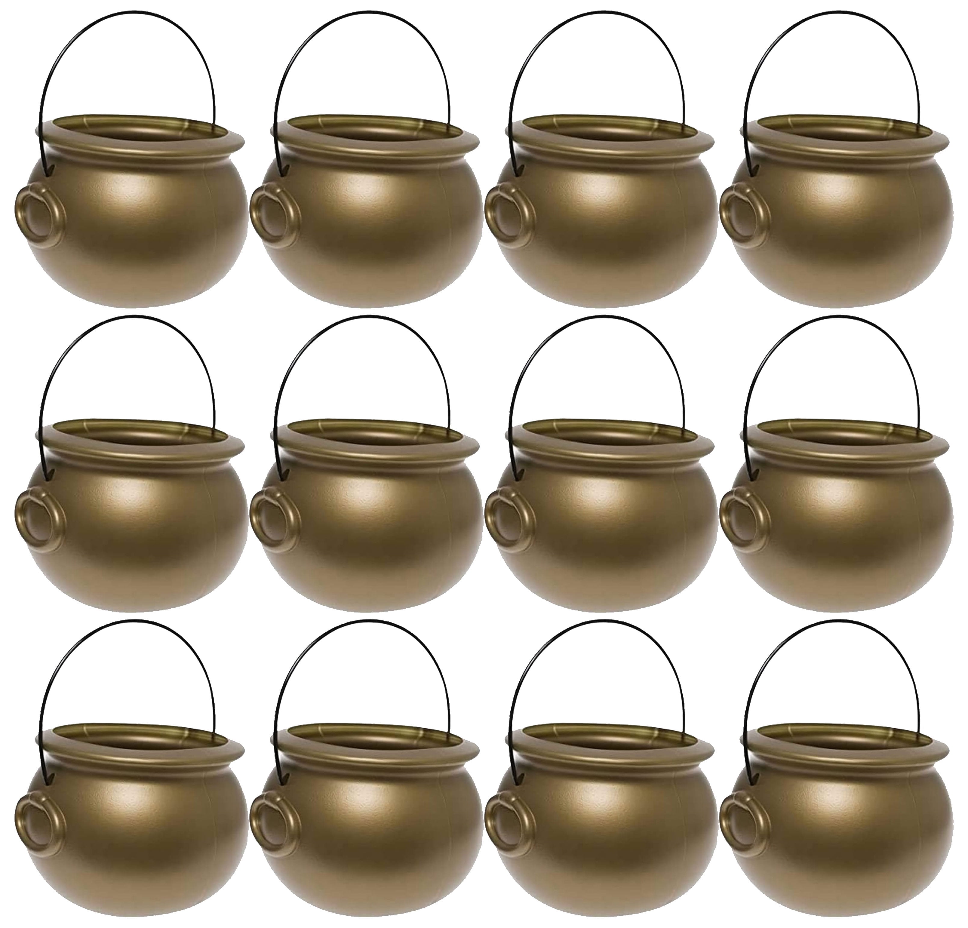 PMU Halloween Cauldron - 8 Inch Gold Plastic Candy Holder for Kids ...