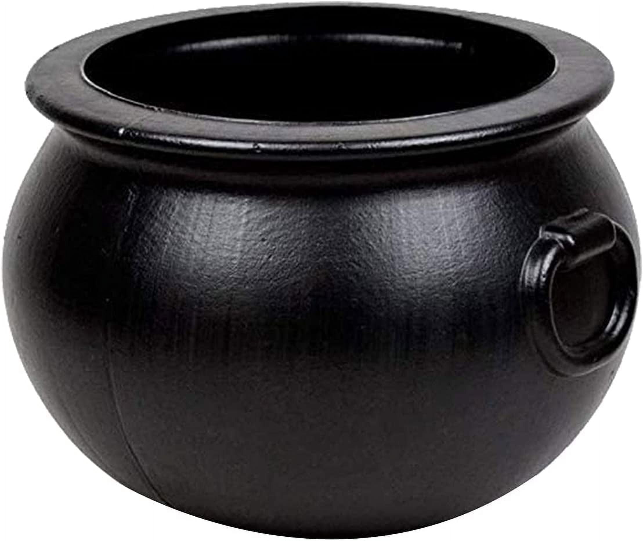 PMU Halloween Trick Treat Decorations - 12in Black Plastic Cauldron ...