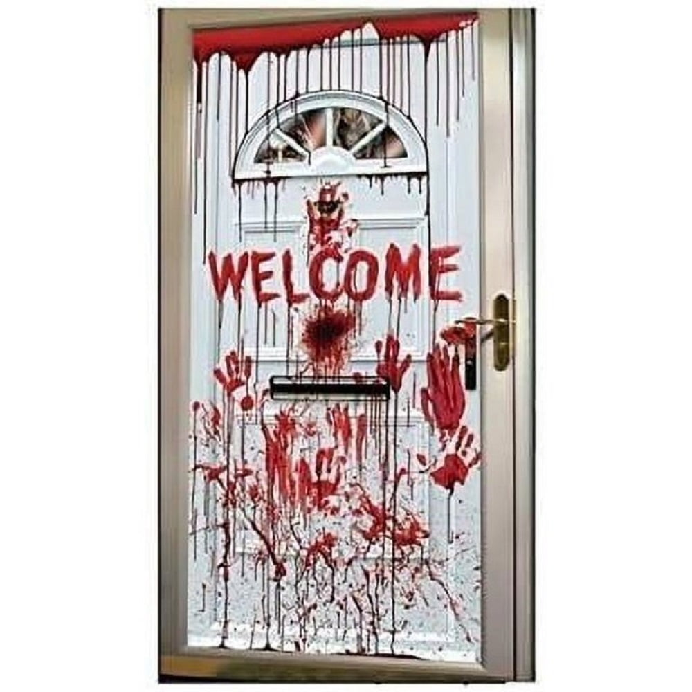 PMU WOWindow Poster Halloween Decoration, Bloody Welcome Door Cover ...