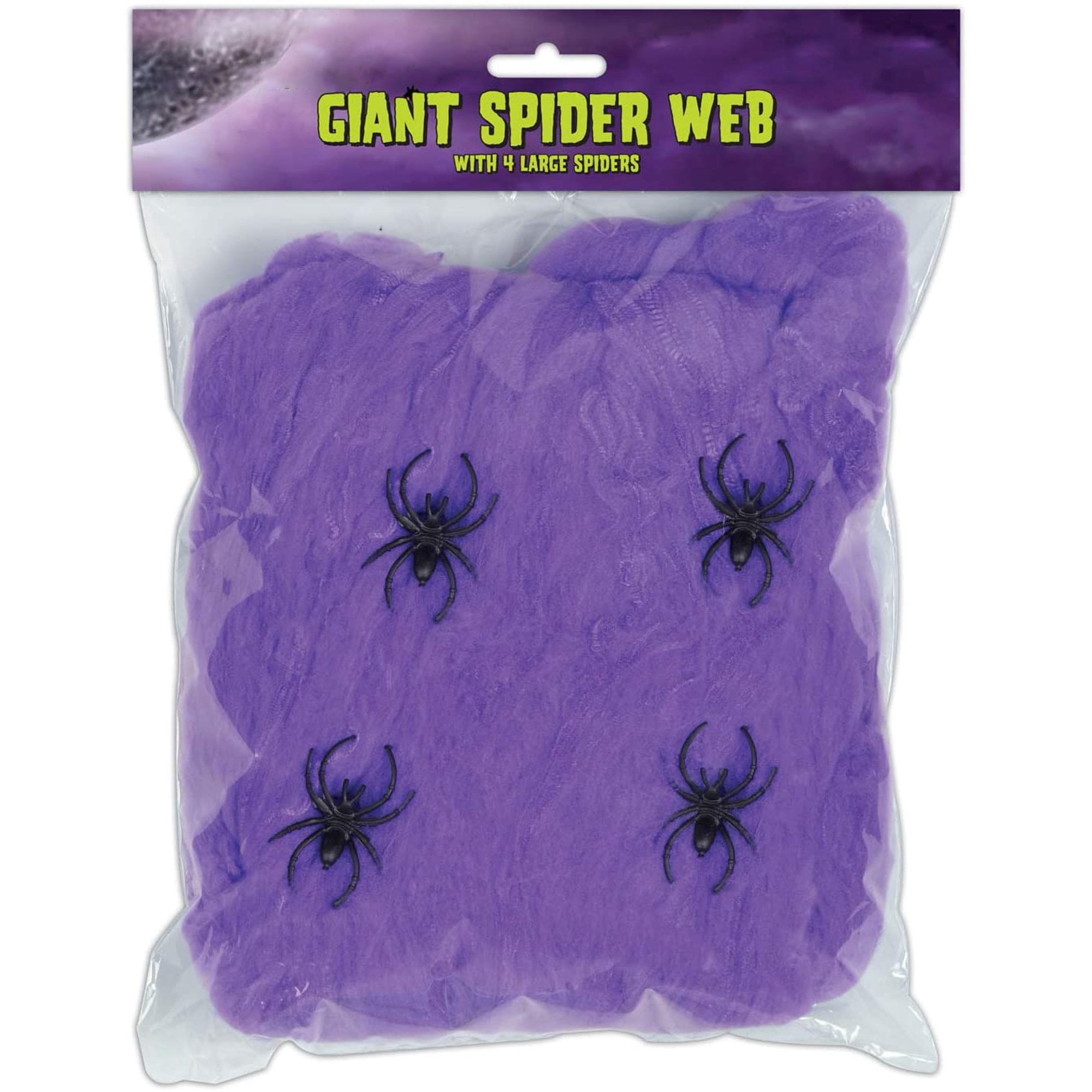 PMU Halloween Party Decoration Accessory Giant Spider Web with 4 Large ...