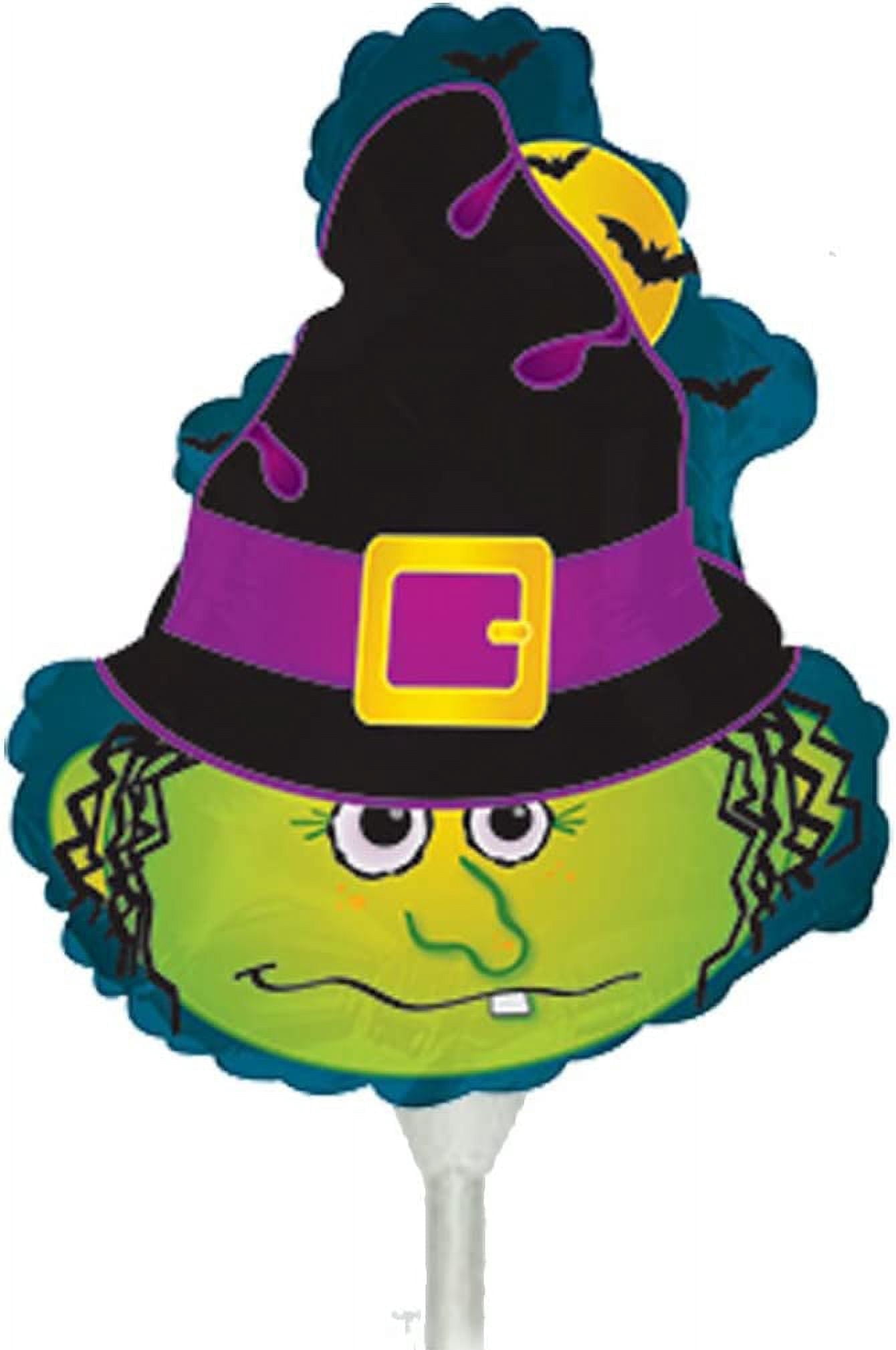 PMU Halloween Pre-Inflated Balloons "Witch Face" 9 Inch Air-Filled Pre ...