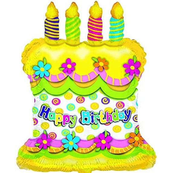 PMU Happy Birthday Cake Candles 28 Inch Mylar Balloon Pkg/5 - Walmart.com