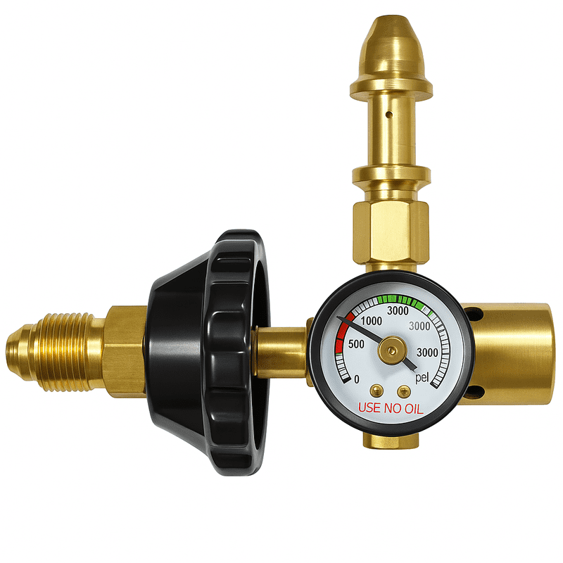 PMU Helium Tank Regulator Filler Valve for Balloons with Gauge - 60/40 ...