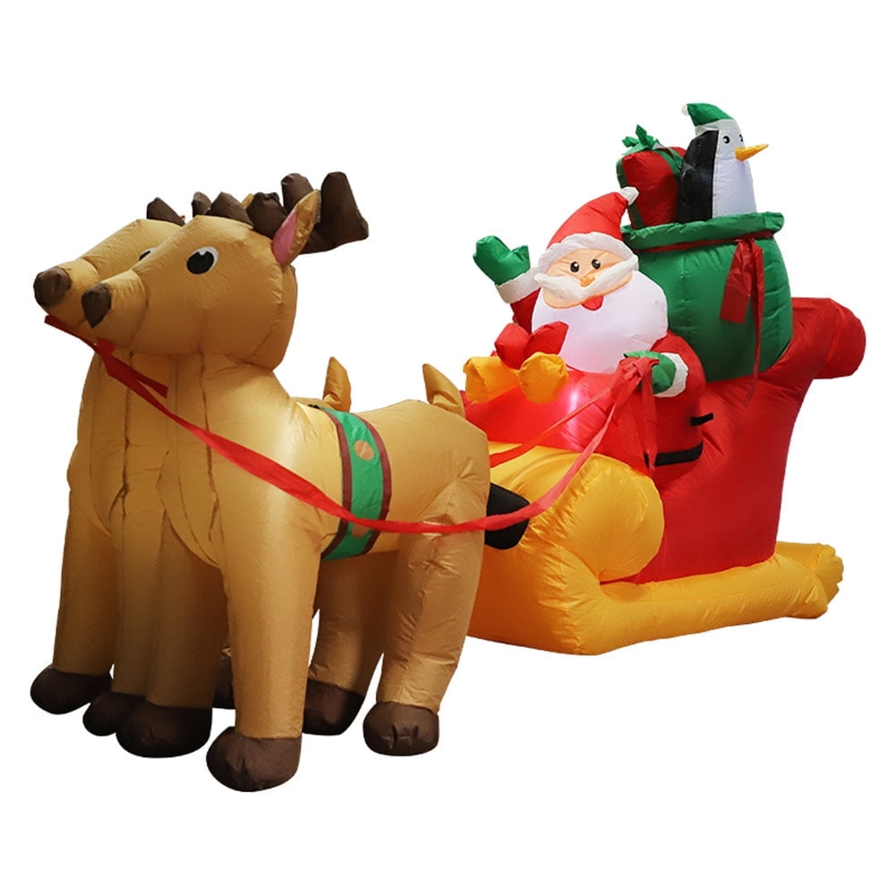 PMU Inflatable Christmas Decorations 7 ft Holiday Santa Sleigh with ...