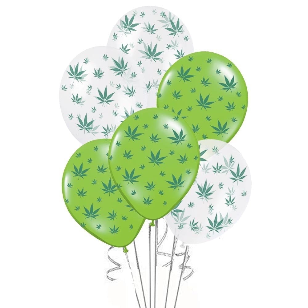 PMU Marijuana Balloons 11in Premium Assorted Lime Green and Clear with ...