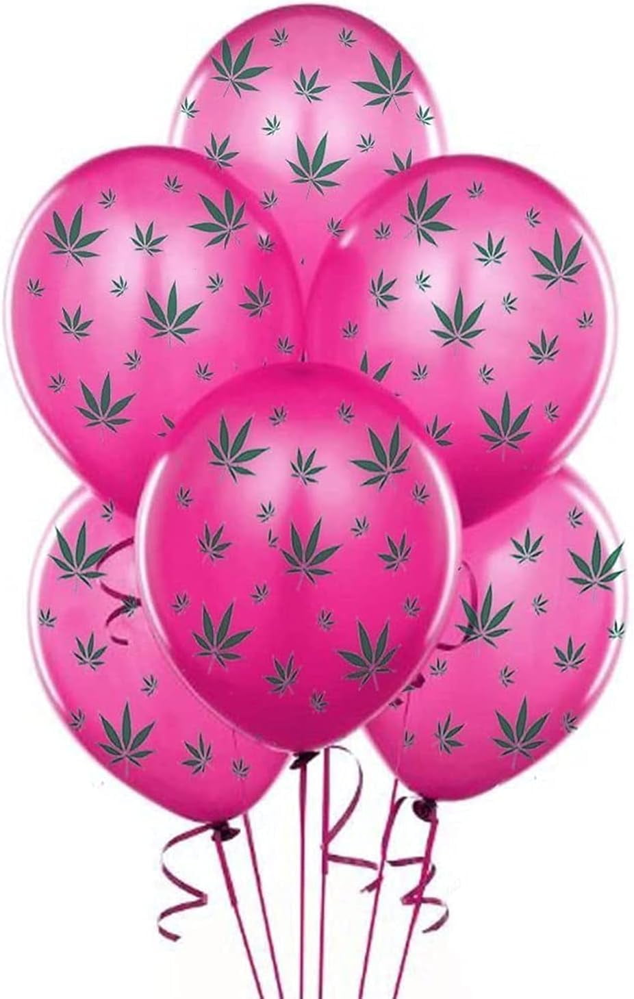 PMU Marijuana Balloons 11in Premium Hot Pink with All-Over print green ...
