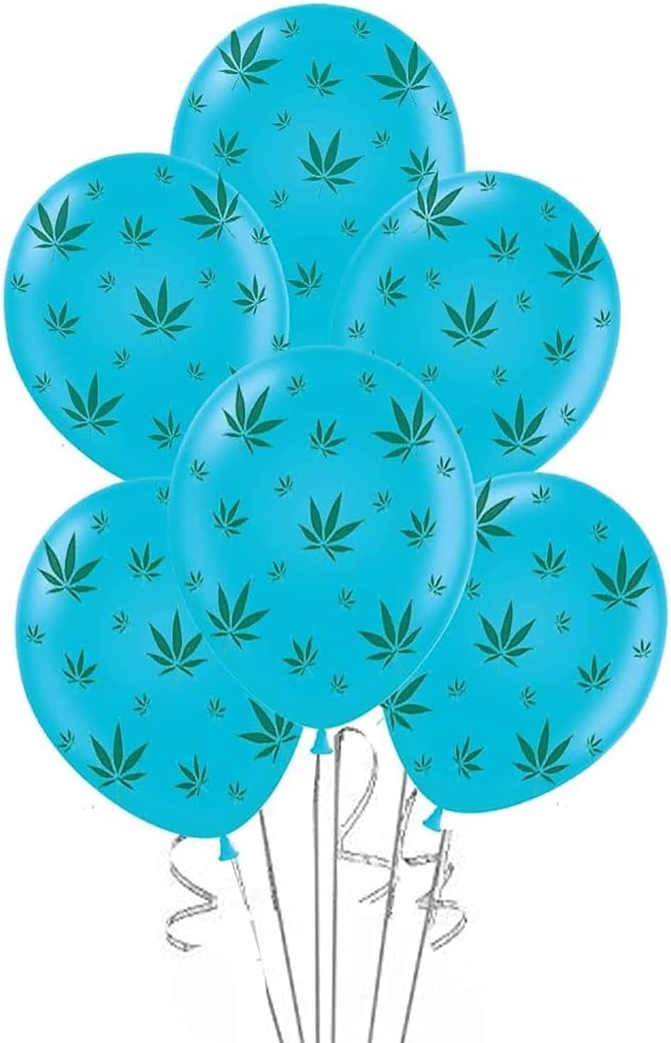 PMU Marijuana Balloons 11in Premium Turquoise with All-Over print green ...
