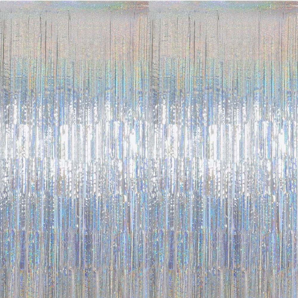 PMU Metallic Fringe Curtains (Prismatic Laser) 3ft x 8ft Pkg/12 ...