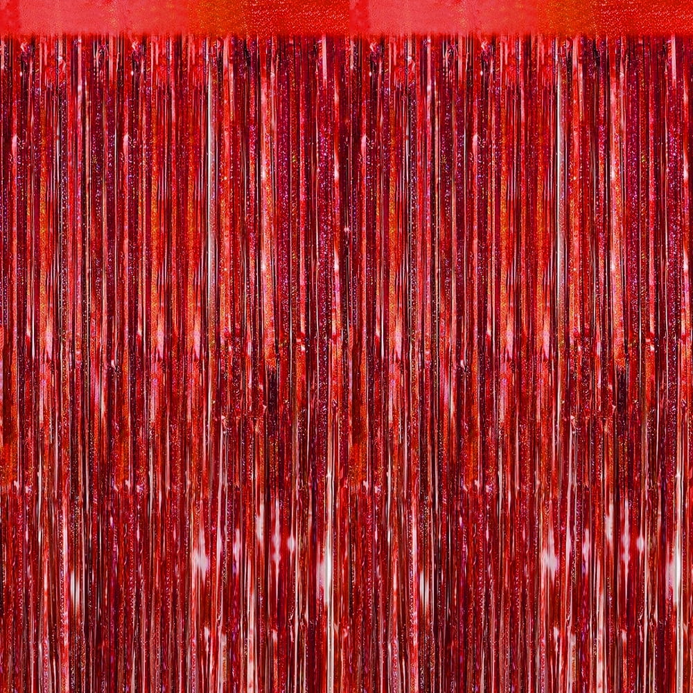 PMU Metallic Fringe Curtains (Red) 3ft x 8ft Pkg/1 - Walmart.com