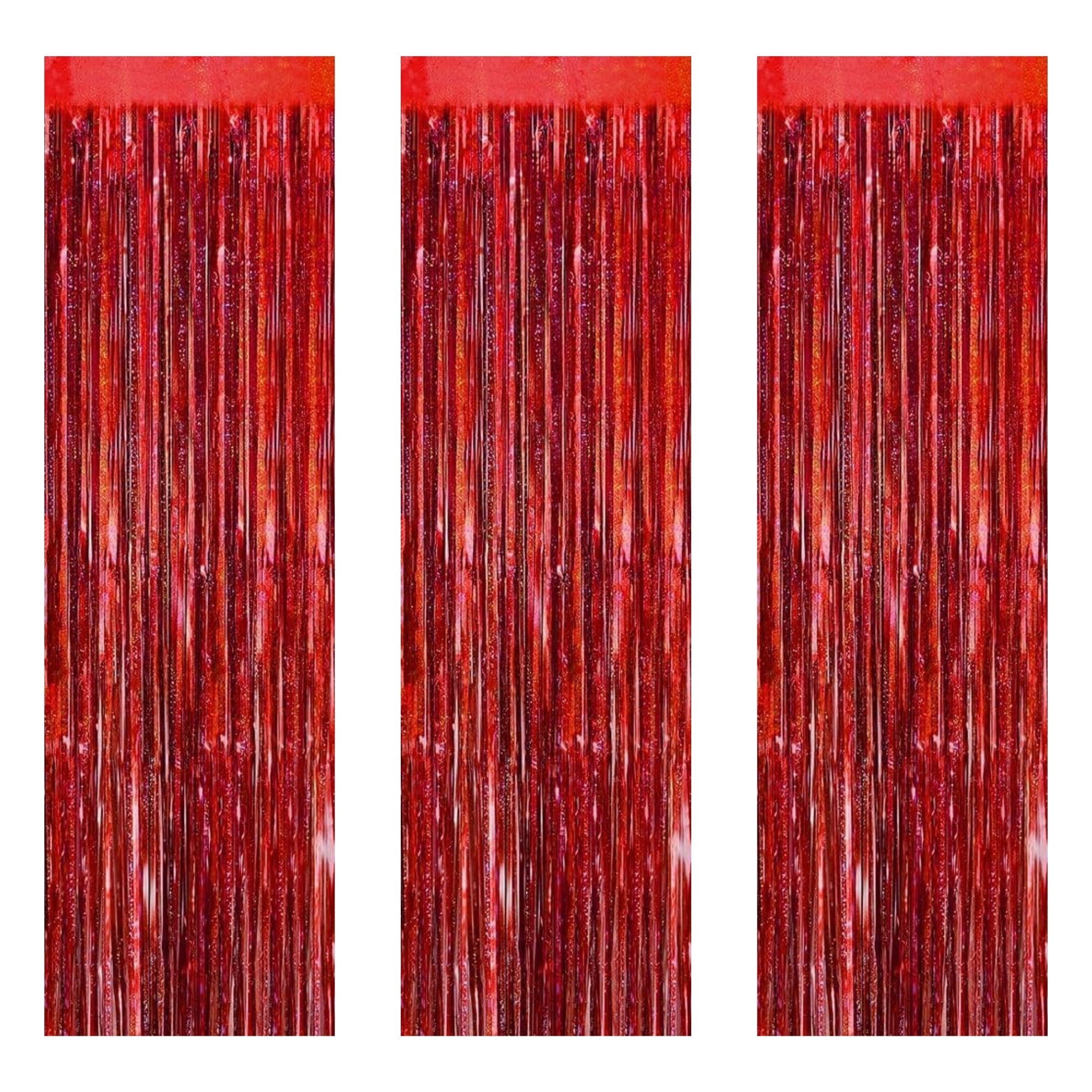 PMU Metallic Fringe Curtains (Red) 3ft x 8ft Pkg/3 - Walmart.com