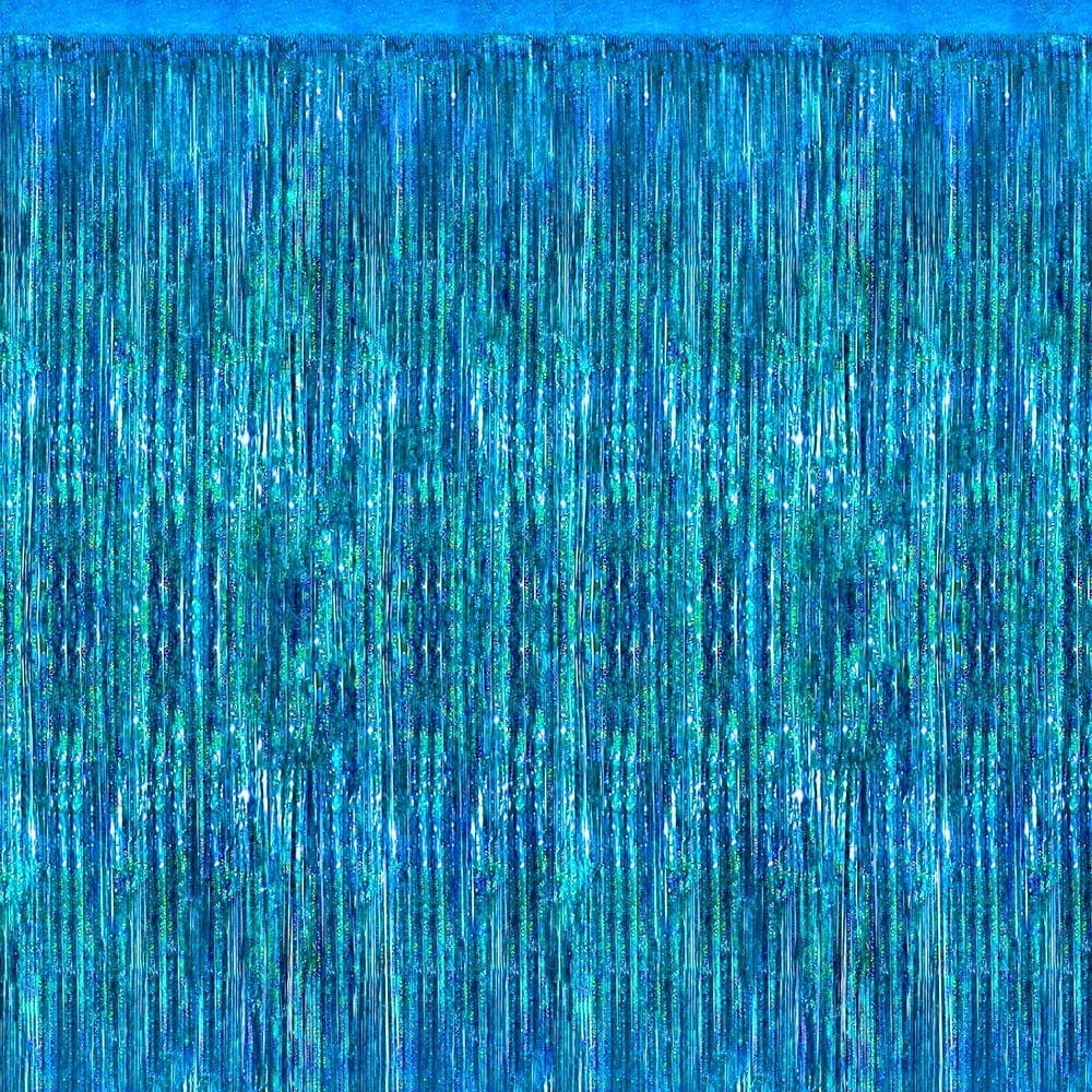 PMU Metallic Fringe Curtains (Teal) 3ft x 8ft Pkg/1 - Walmart.com