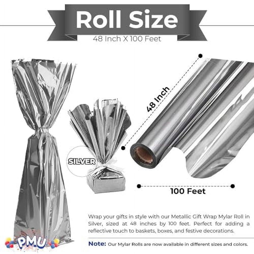 PMU Metallic Gift Wrap Mylar Roll, Reflective Foil Material for Gifts ...