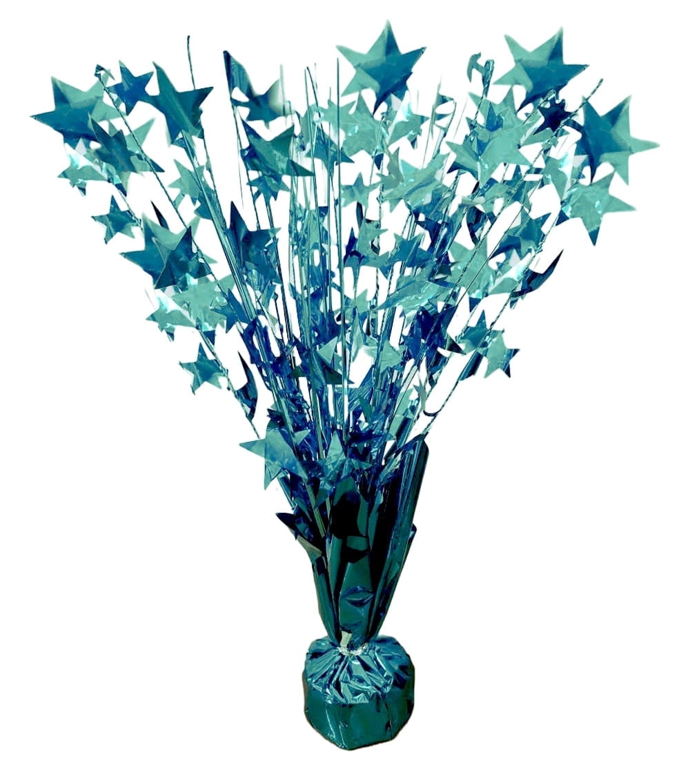 PMU Metallic Pale Blue Star-Burst Balloon Weights Centerpiece ...