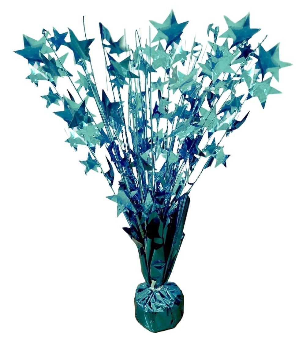 PMU Metallic Baby Blue Star-Burst Balloon Weights Centerpiece ...