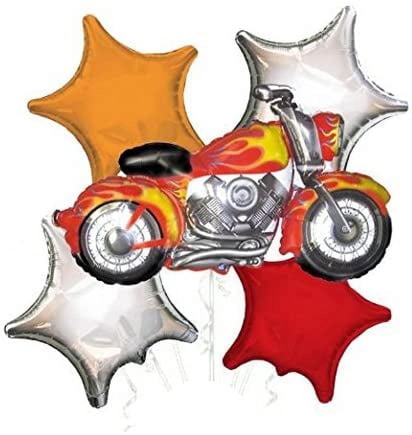 PMU Motorcycle Flame Design Jumbo Balloon Bouquet, Great for Harley ...