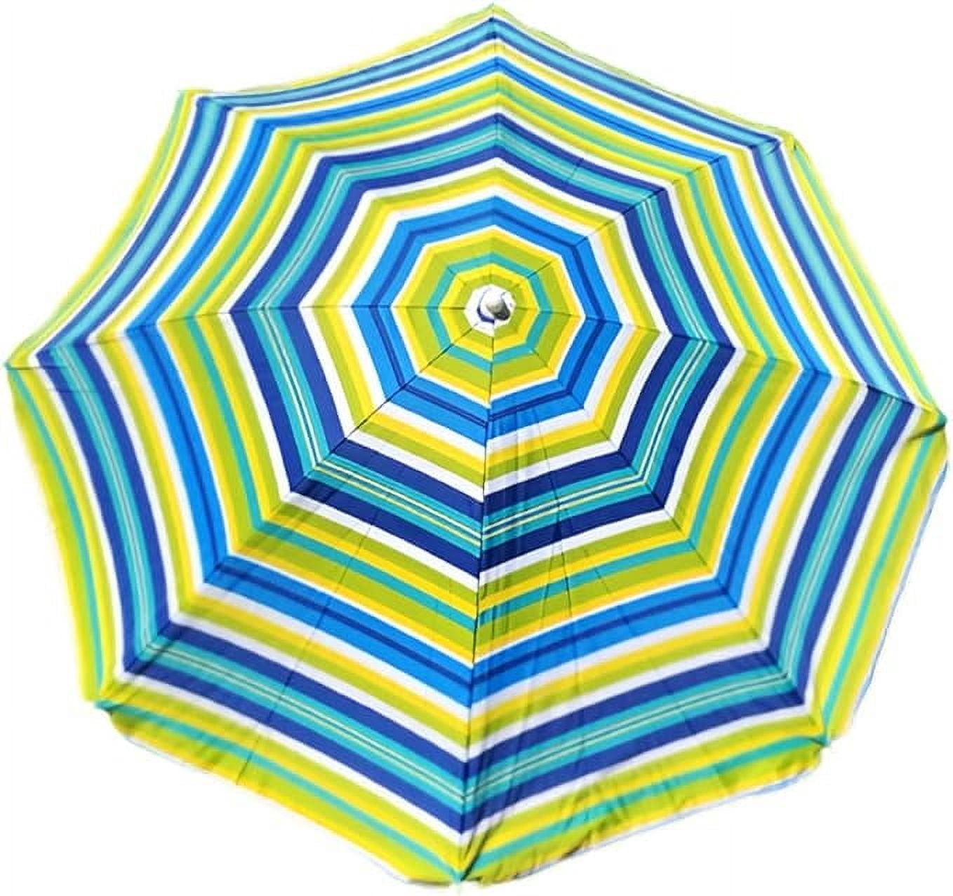 PMU 6 Ft Multi Stripes Beach Umbrella with Silver lining UPF 50+ Multi ...