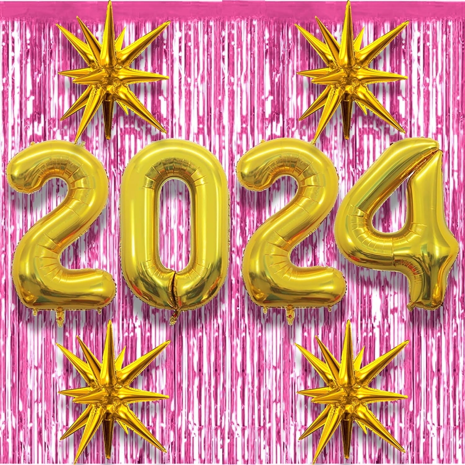 PMU 2024 Graduation - New Years Gold Balloons with Hot Pink Curtain ...