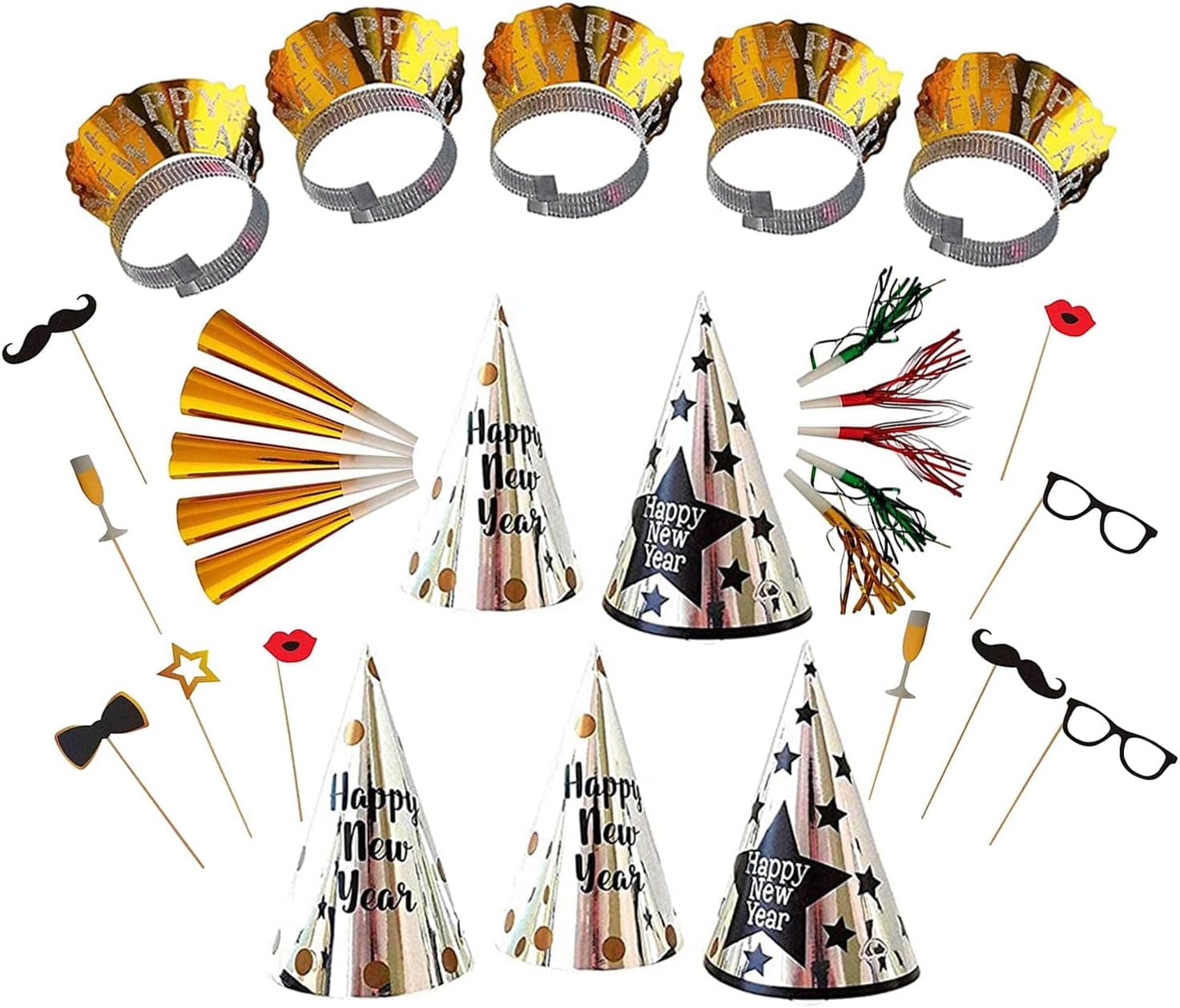 PMU New Year’s Eve Party Supplies 2025, - Black, Gold and Silver Party ...
