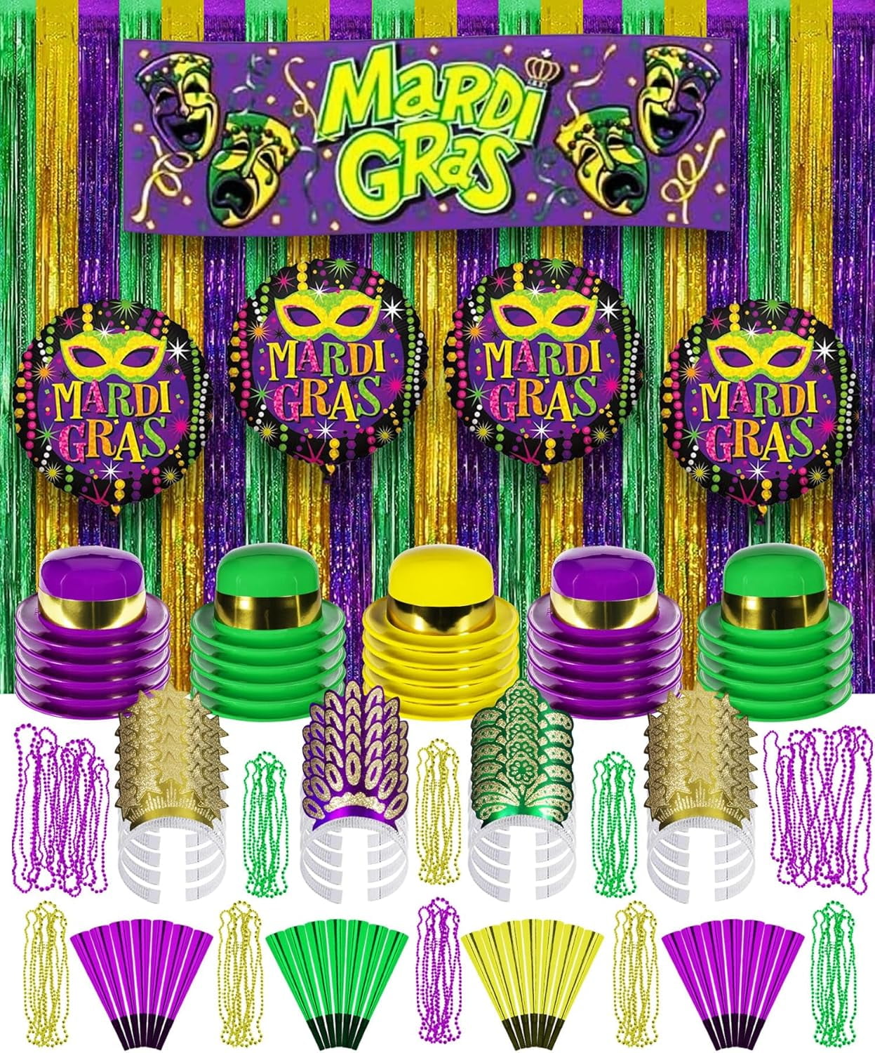 PMU New Year's Eve Party Supplies 2025 Multicolor Mardi Gras Party Kit ...