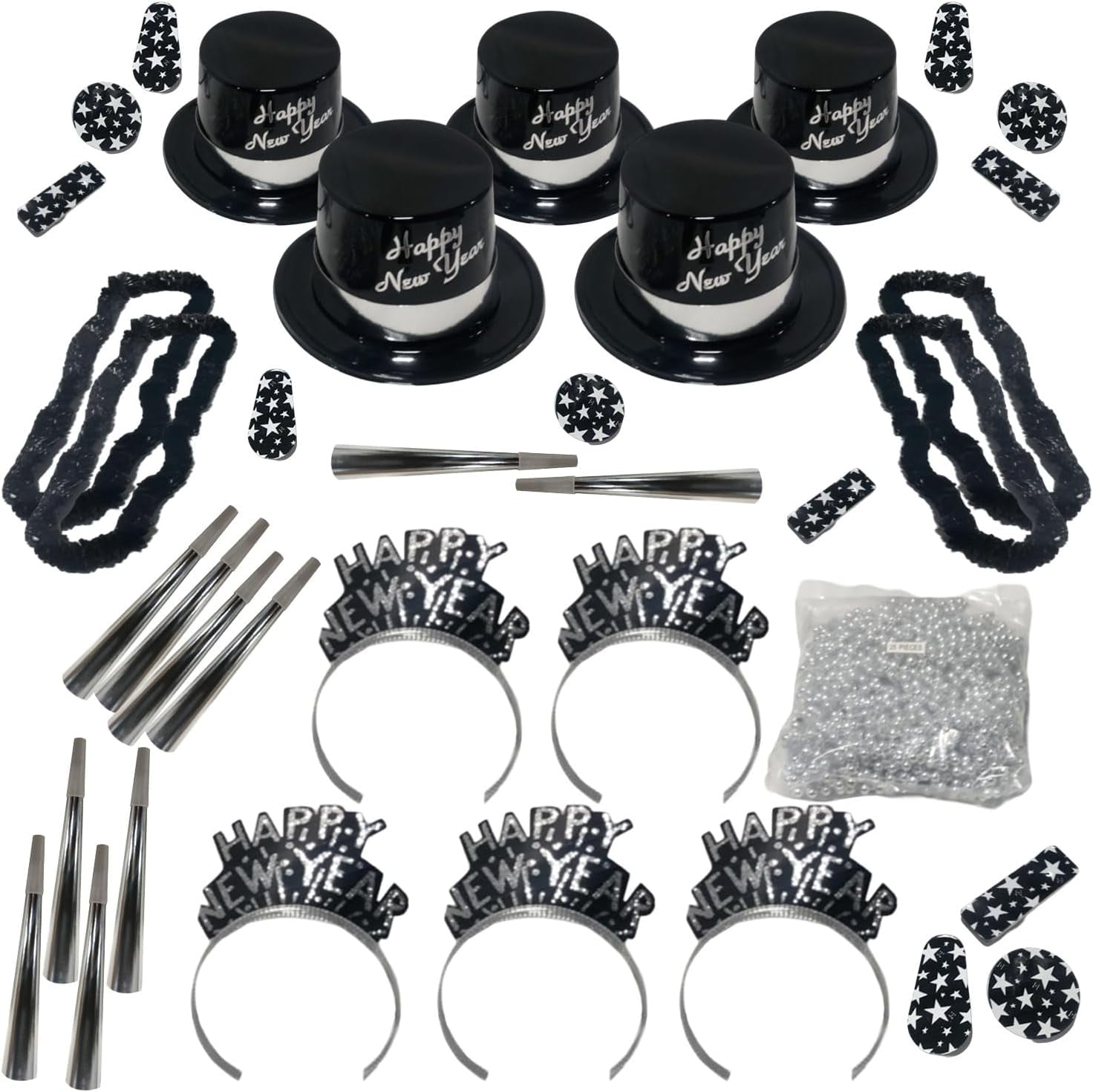 PMU New Year's Eve Party Supplies 2025 Silver Legend Illusion Party Kit ...