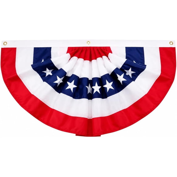 PMU Patriotic American Flag Embroidered Stars Bunting 1.5 x 3 Ft– 4th ...
