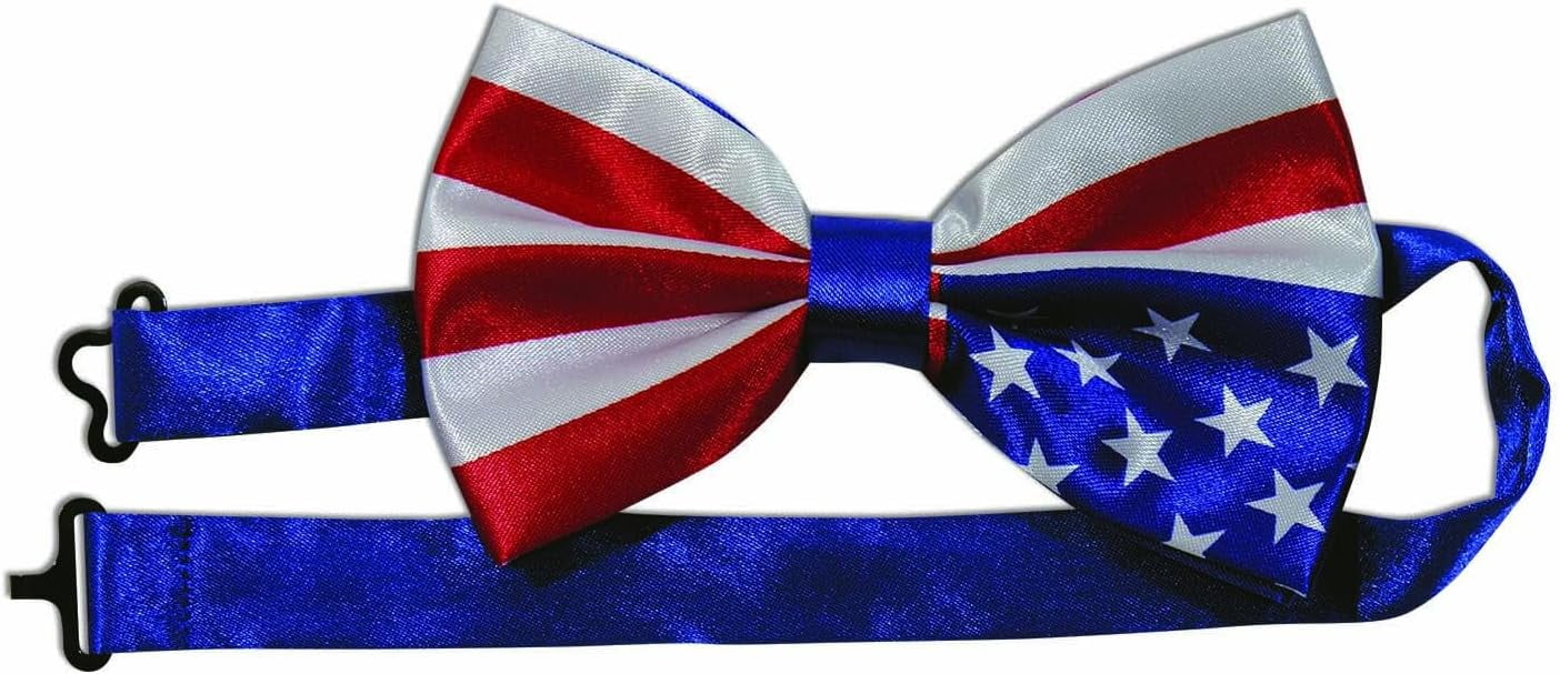 PMU Patriotic Bowtie with Adjustable Strap, Red White & Blue American ...