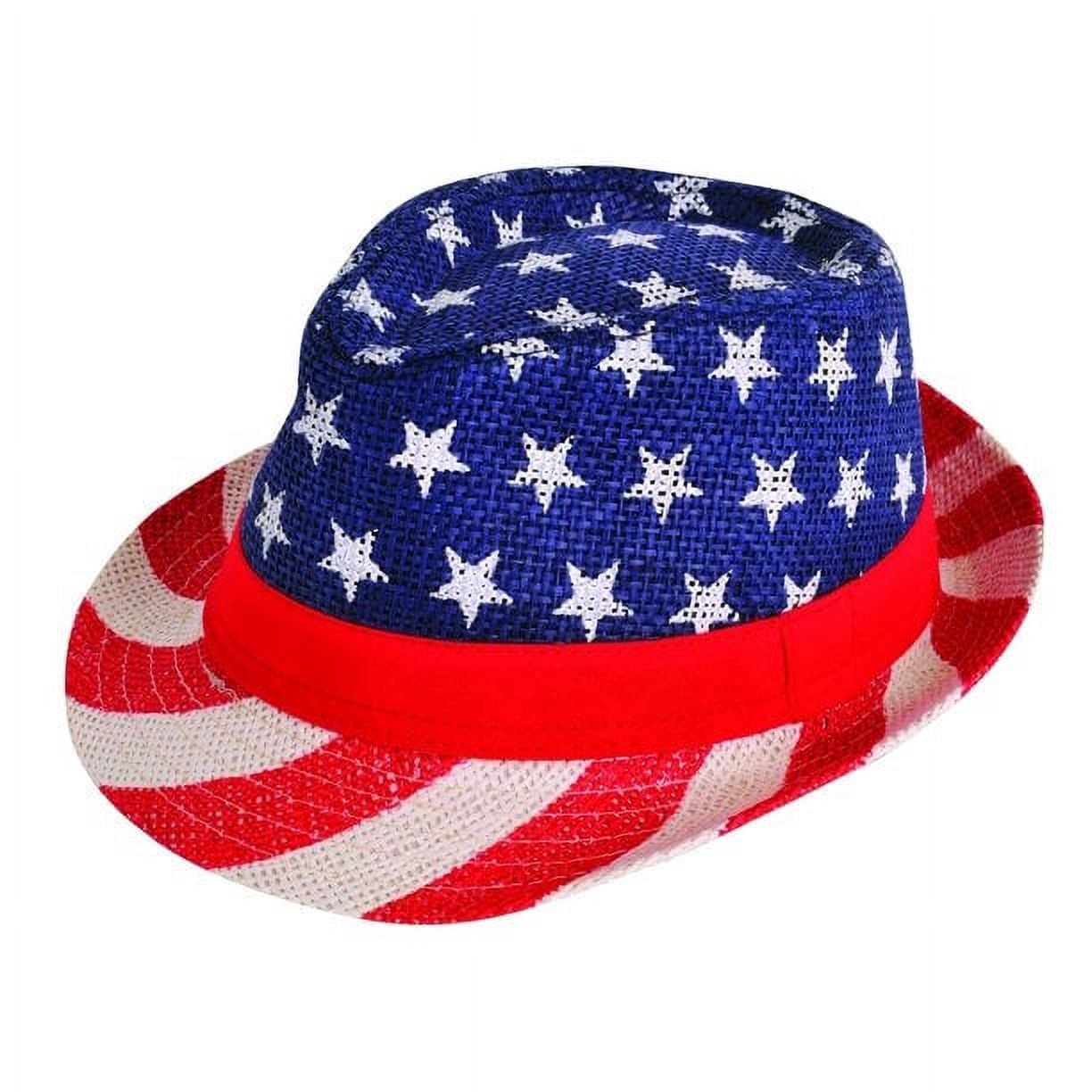 PMU 12 Pcs Memorial Day Patriotic Burlap Fedora Hat - Red White & Blue ...