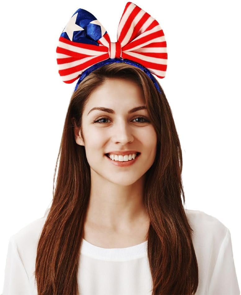 PMU Patriotic Flag Bow Headband 4th of July Party Wearable Headwer ...