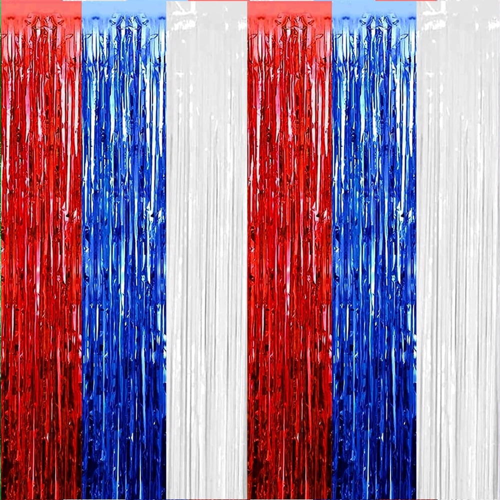 PMU Patriotic Metallic Curtains Red, White, Blue Party Accessories ...