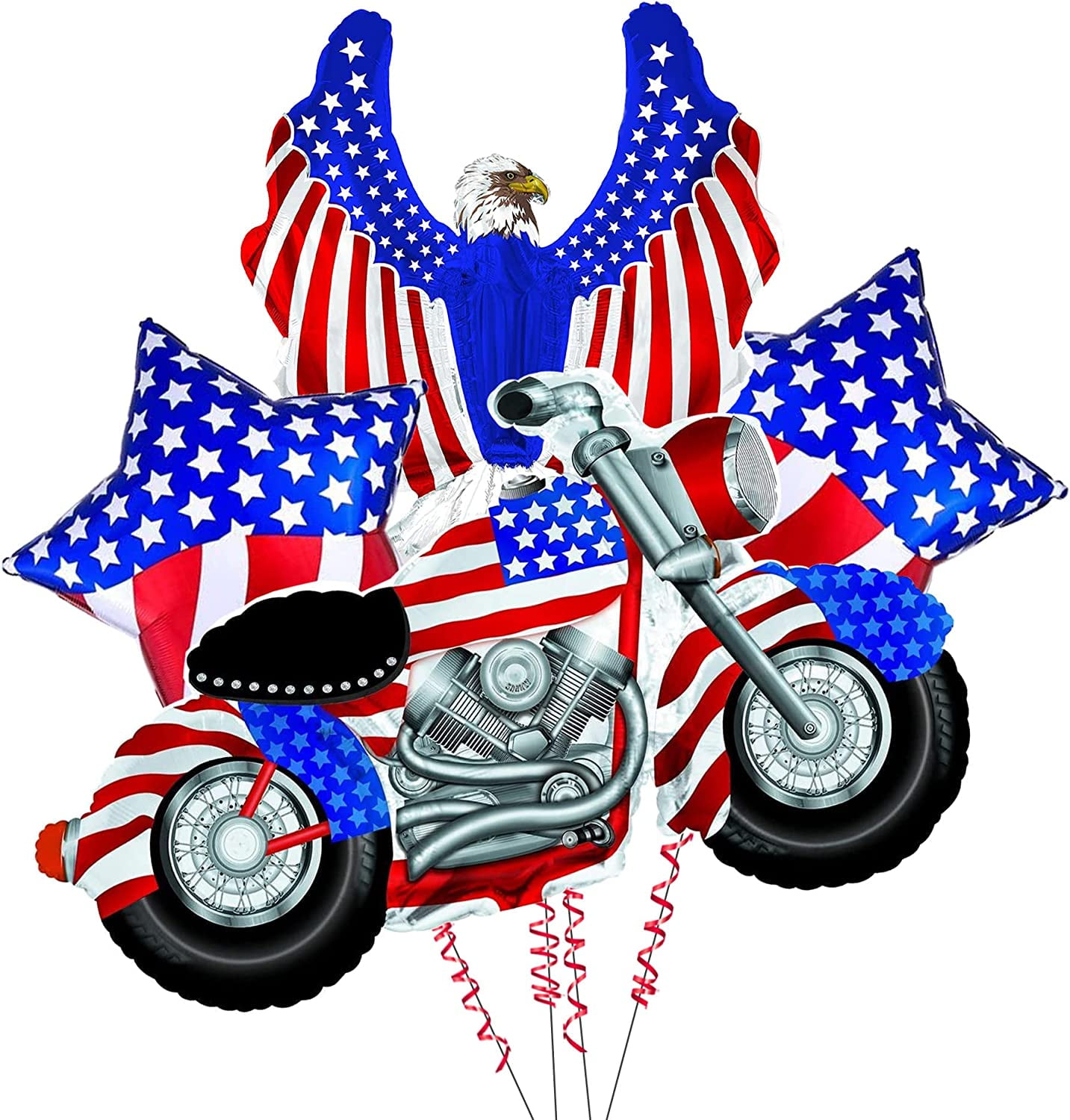 PMU Patriotic Motorcycle, Eagle Shape-A-Loon & Star Shaped Flag Design ...