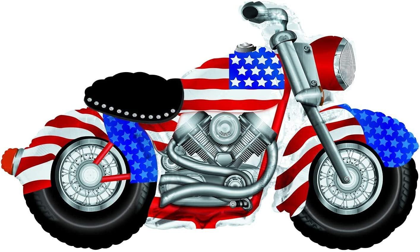 PMU Patriotic Motorcycle Stars and Stripes Design 47 Inch Jumbo Mylar ...