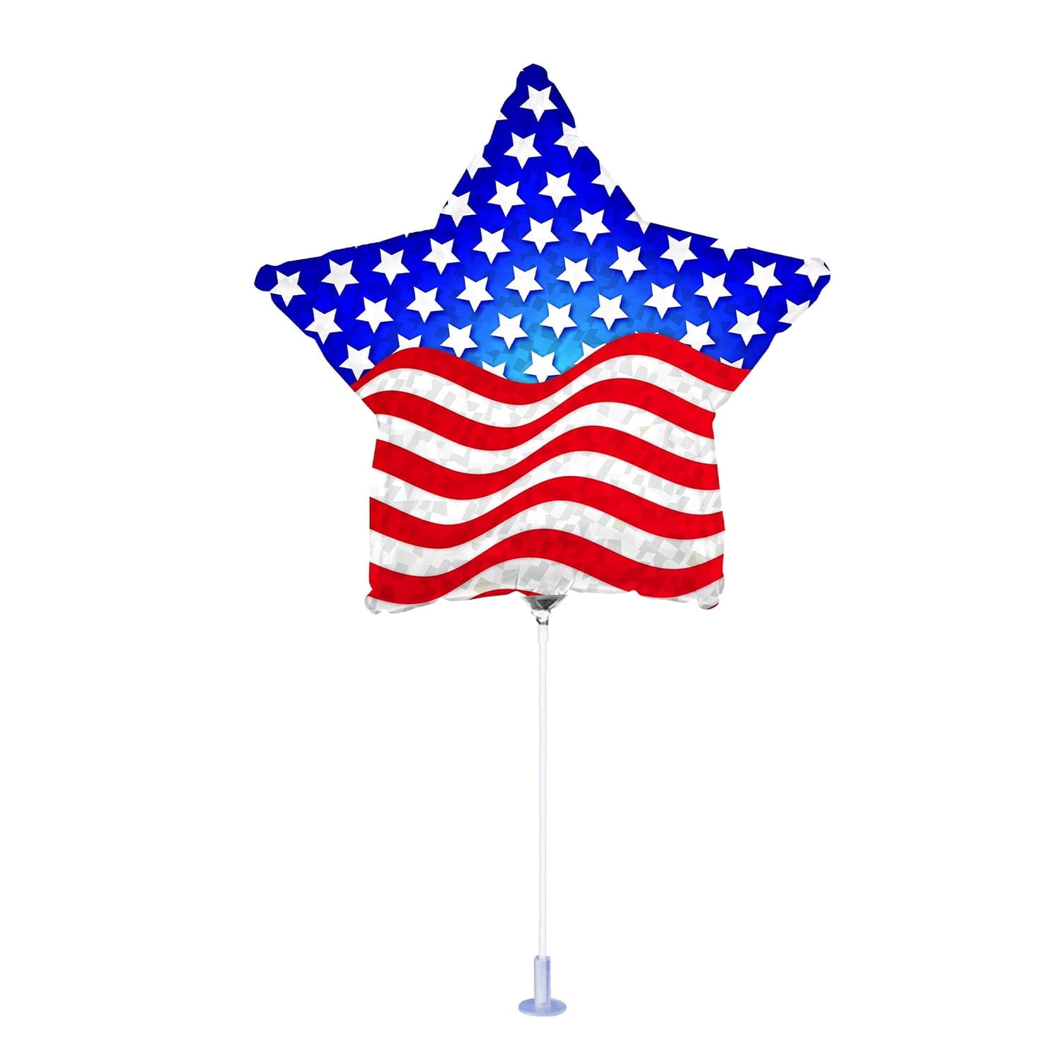 PMU Patriotic Prism Pre-inflated Star Shaped Flag 9 Inch Mylar-Foil ...