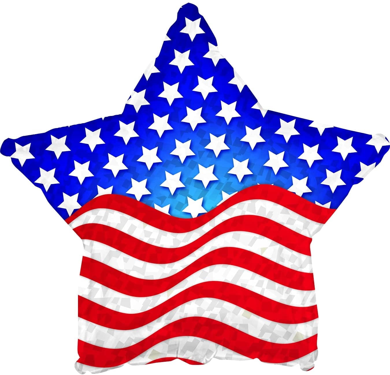 PMU Patriotic Prism Star Shaped Flag 18 Inch Mylar-Foil Balloon Pkg/10 ...
