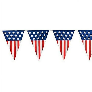 Beistle 17" x 120' Patriotic Outdoor Pennant Banner; Red/White/Blue ...