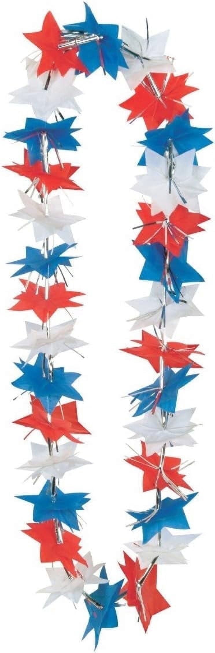 PMU Patriotic Star Party Lei, Red White & Blue American Flag Design ...