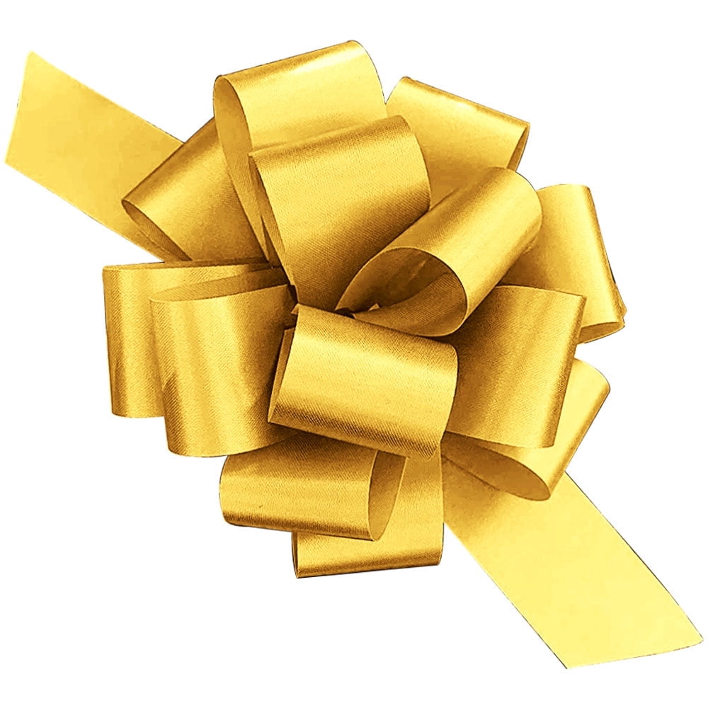 PMU Big Present Wrap Pull String Bows - 5 Inch 20 Loops Gold for ...