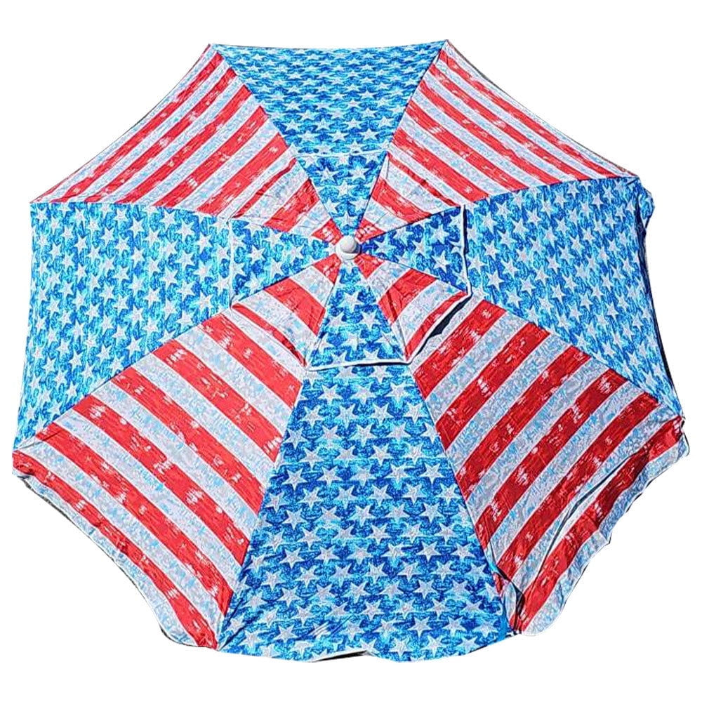 PMU Red and Blue Beach Umbrella Nylon Panel Top w/Silver Lining ...