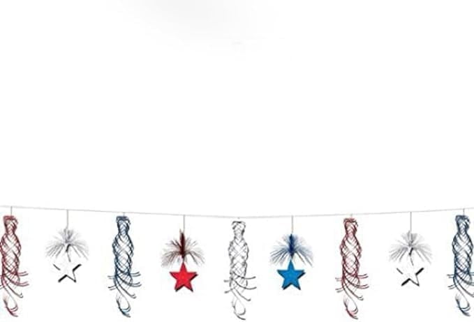 PMU Star Shimmer Garland 10 Feet (Red, White, Blue) Pkg/1 - Walmart.com