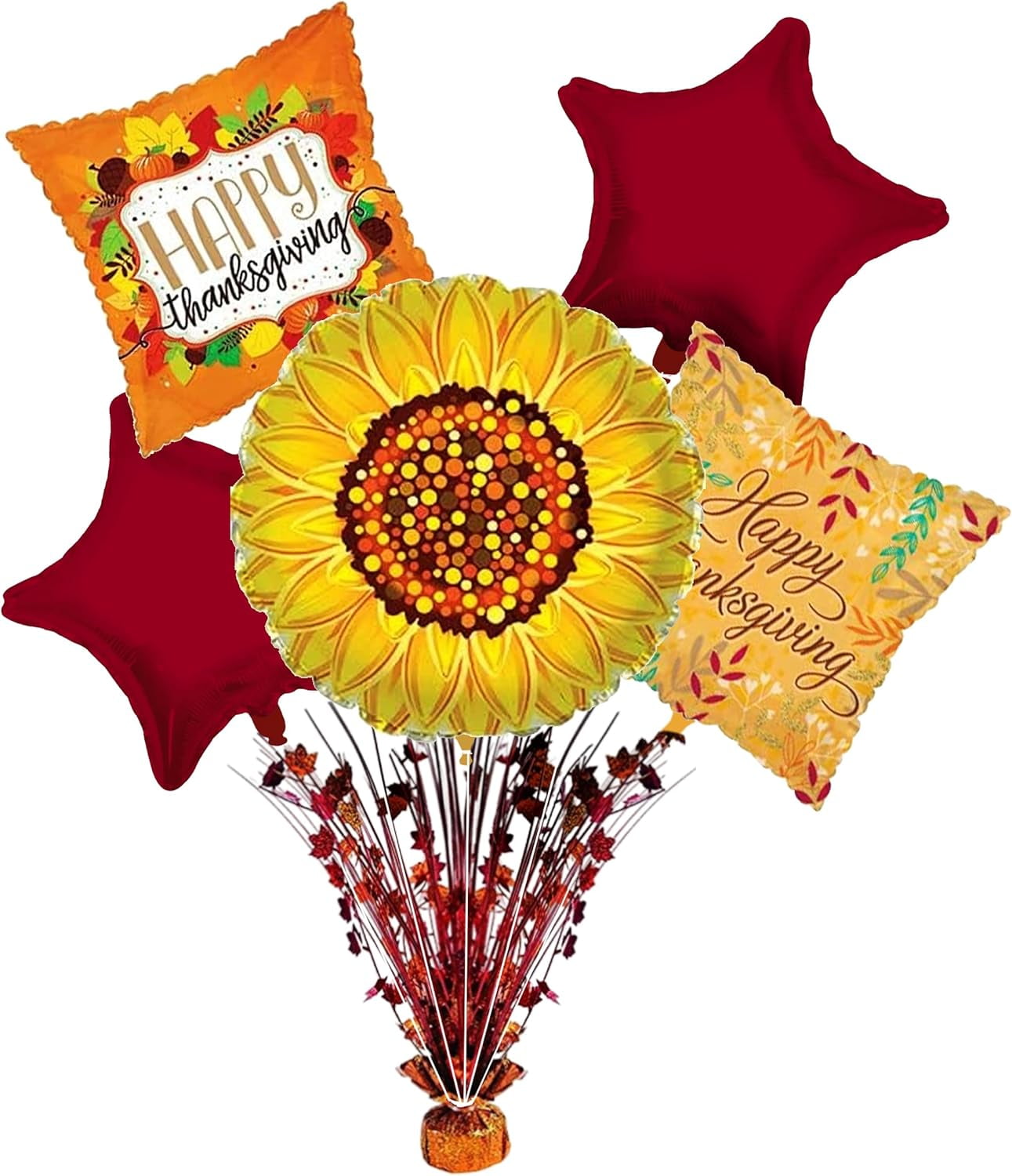 PMU Thanksgiving Mylar Sunflower with Star Balloon 5pc 18in Mylar ...
