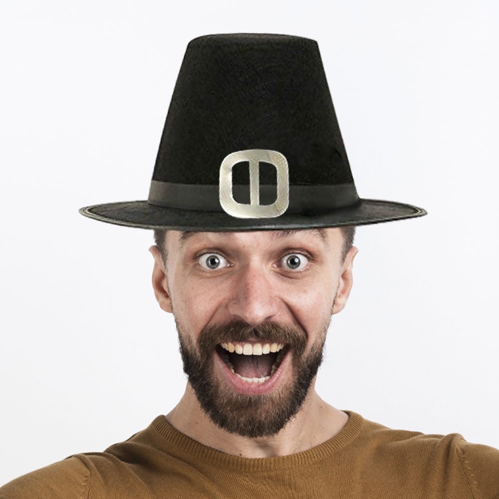 PMU Thanksgiving Party Costume Accessories, Black Top Pilgrim Man Hat ...