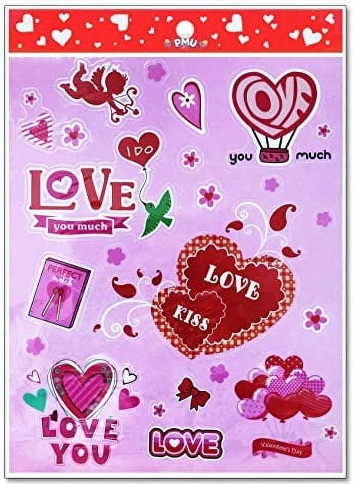 PMU Valentine’s Day Cupid Cling Stickers 16.5in x12in 19pcs per Sheet ...