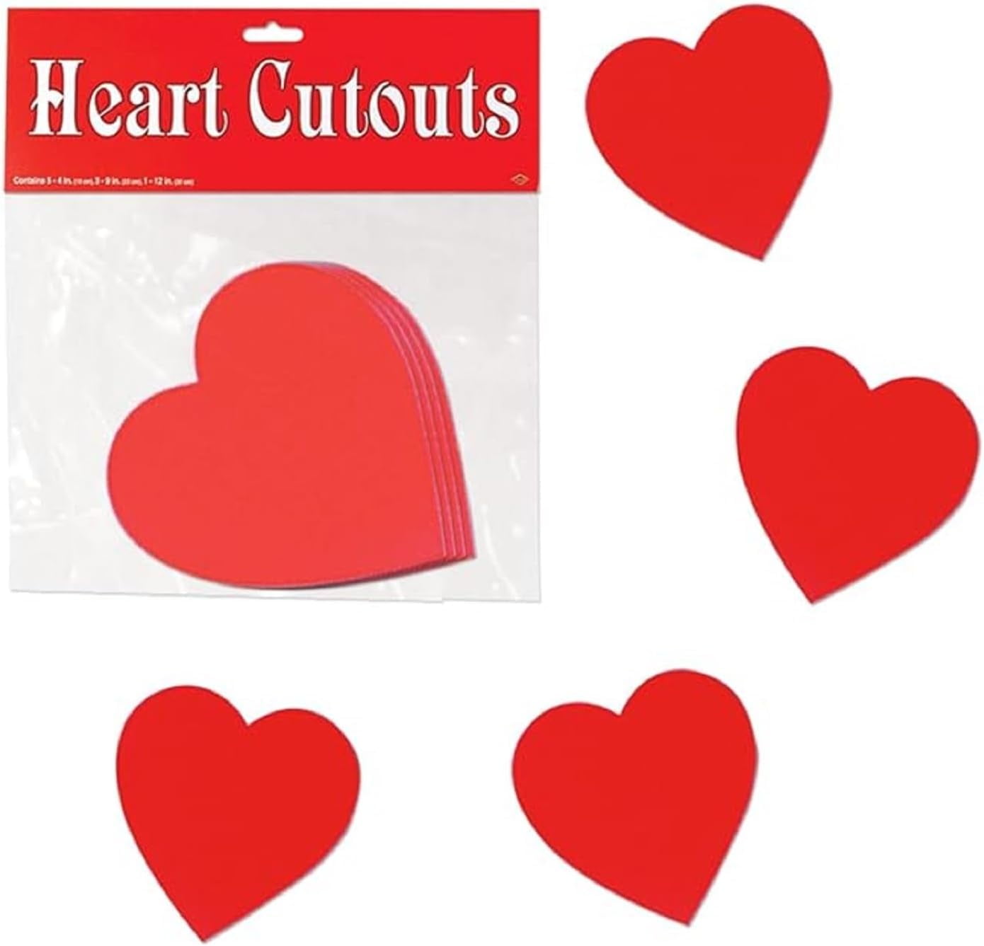 PMU Valentine’s Day Decorations Printed Heart Cutouts 4 inch Red Party ...